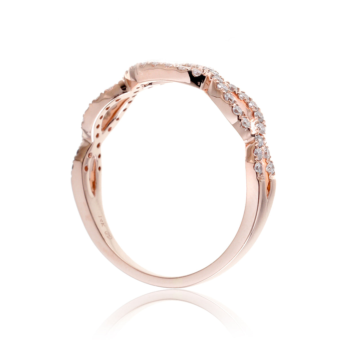 The Rosy Diamond Wedding Band Twist Infinity Design