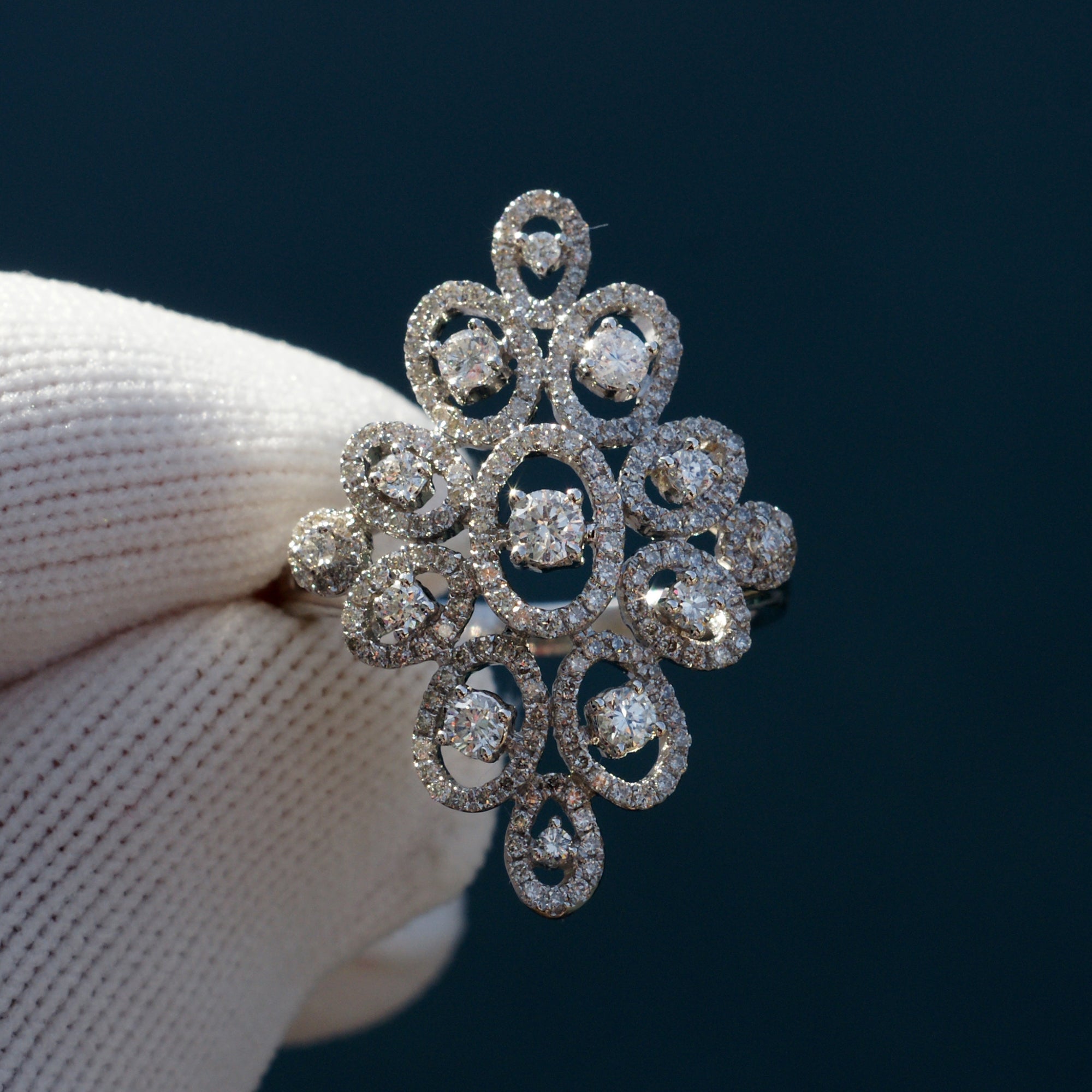 The Ellipse Diamond Halo Right Hand Ring