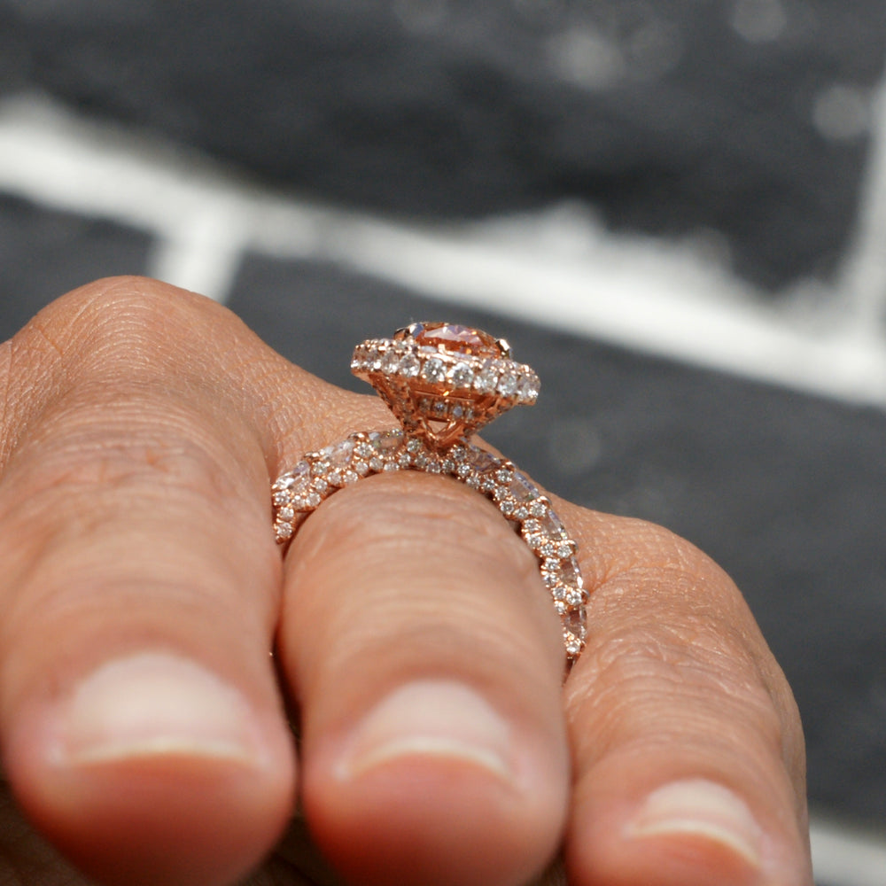 Peach Lab-Grown Diamond Oval Shape Set In The FLorence Ring