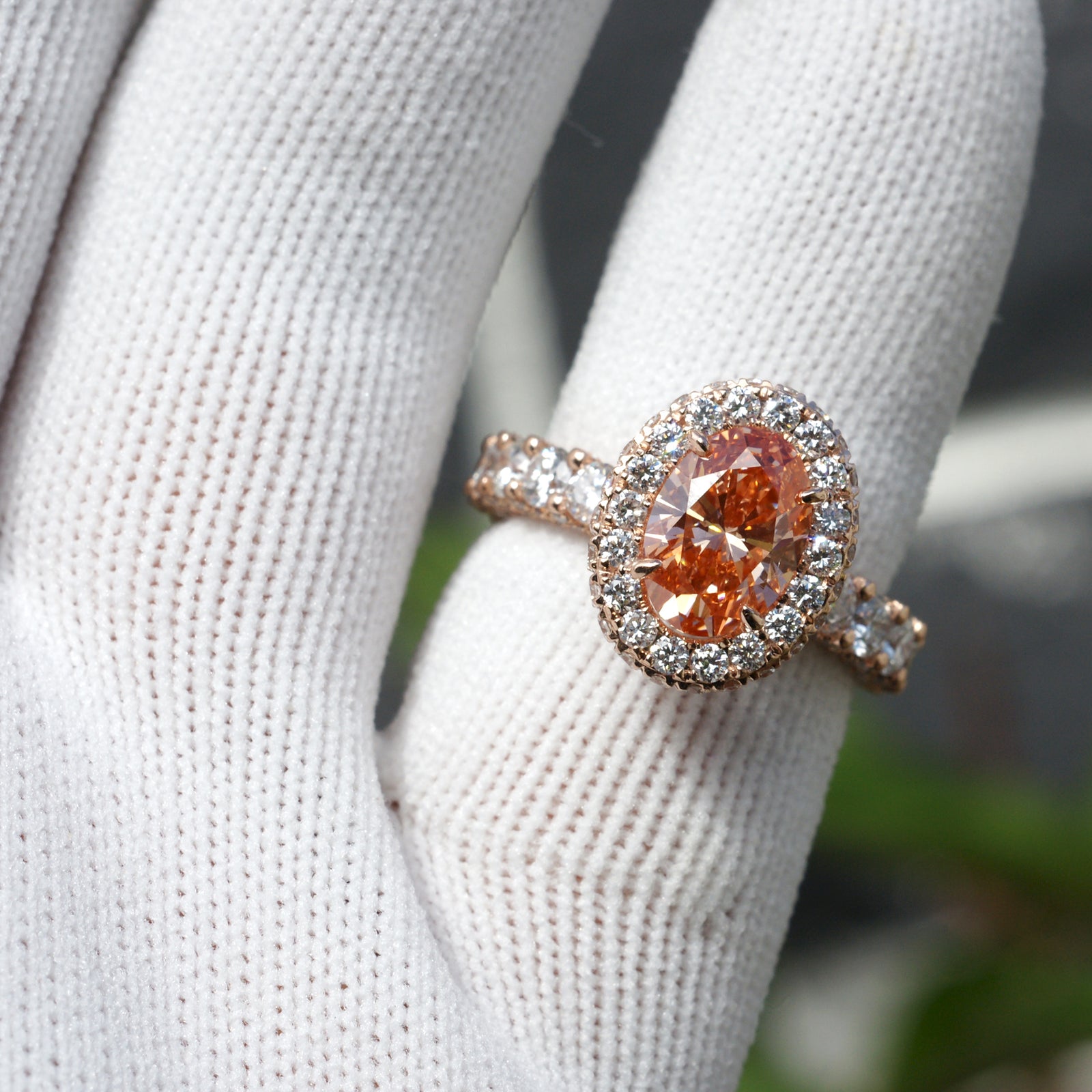 Peach Lab-Grown Diamond Oval Shape Set In The FLorence Ring