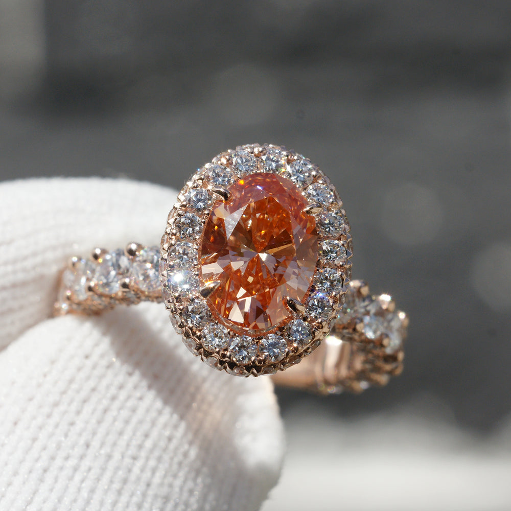 Peach Lab-Grown Diamond Oval Shape Set In The FLorence Ring