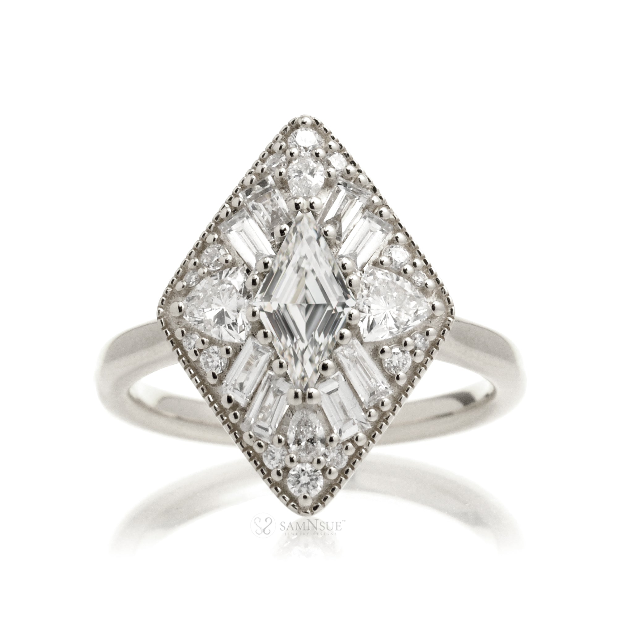 The Eloise Kite Diamond Halo Vintage Style Ring