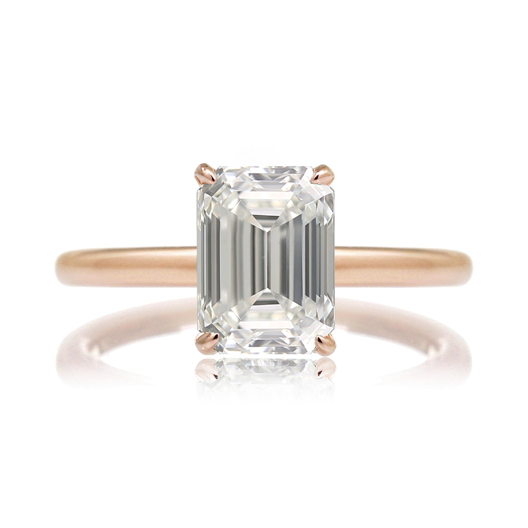 Emerald Cut Diamond Engagement Ring Hidden Halo The Lucy