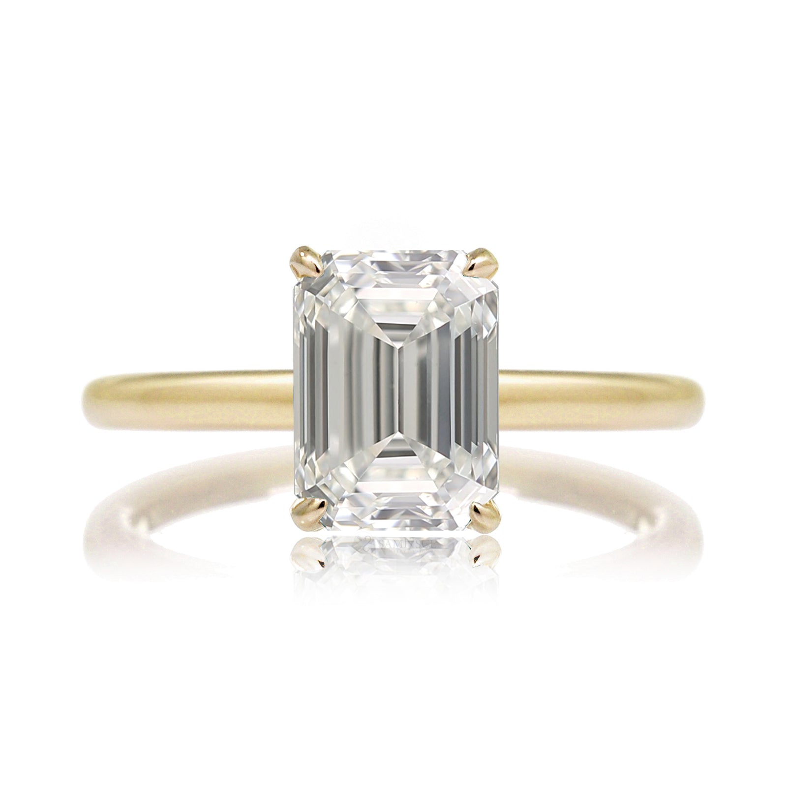 Emerald Cut Diamond Engagement Ring Hidden Halo The Lucy