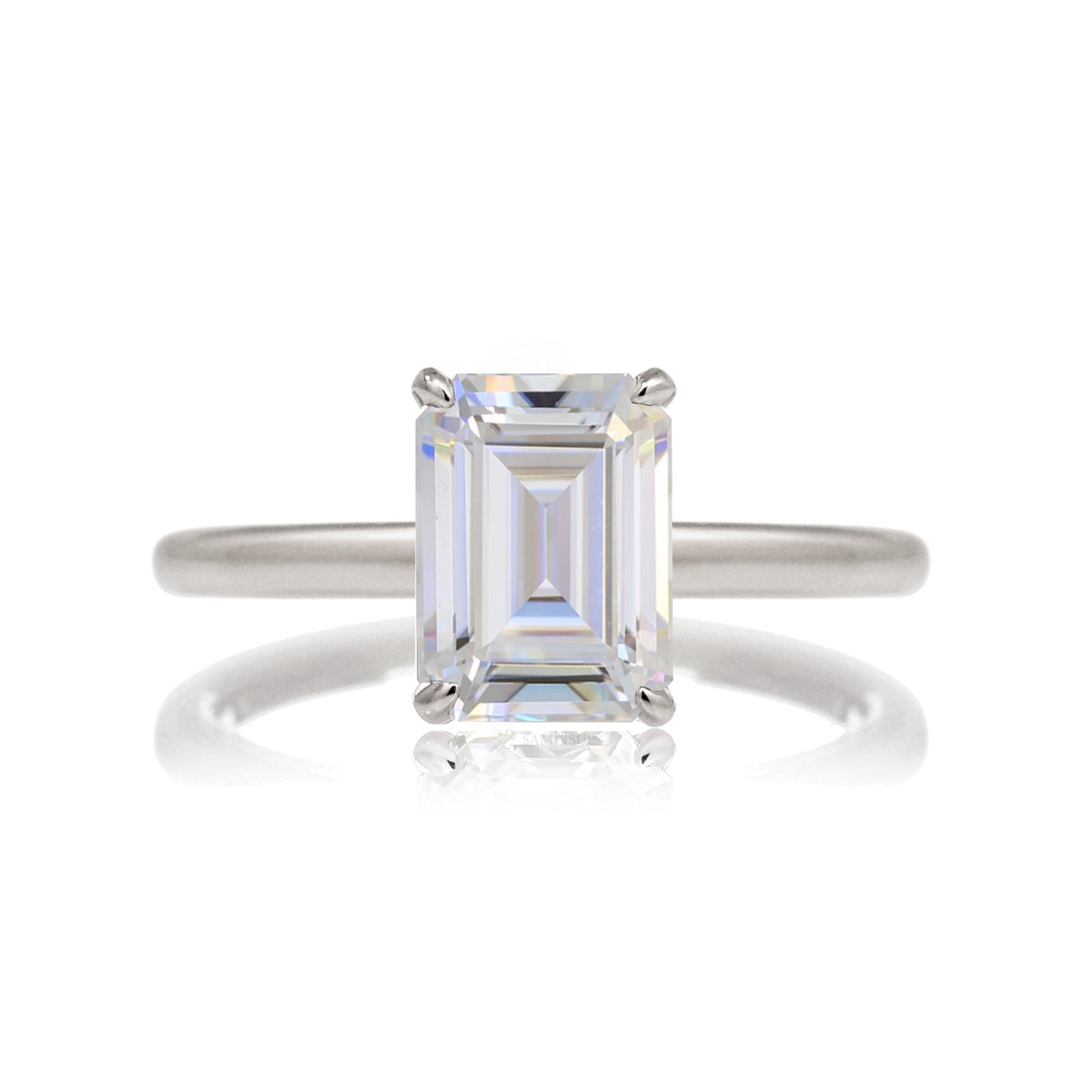 The Lucy Emerald Step Cut Moissanite Ring