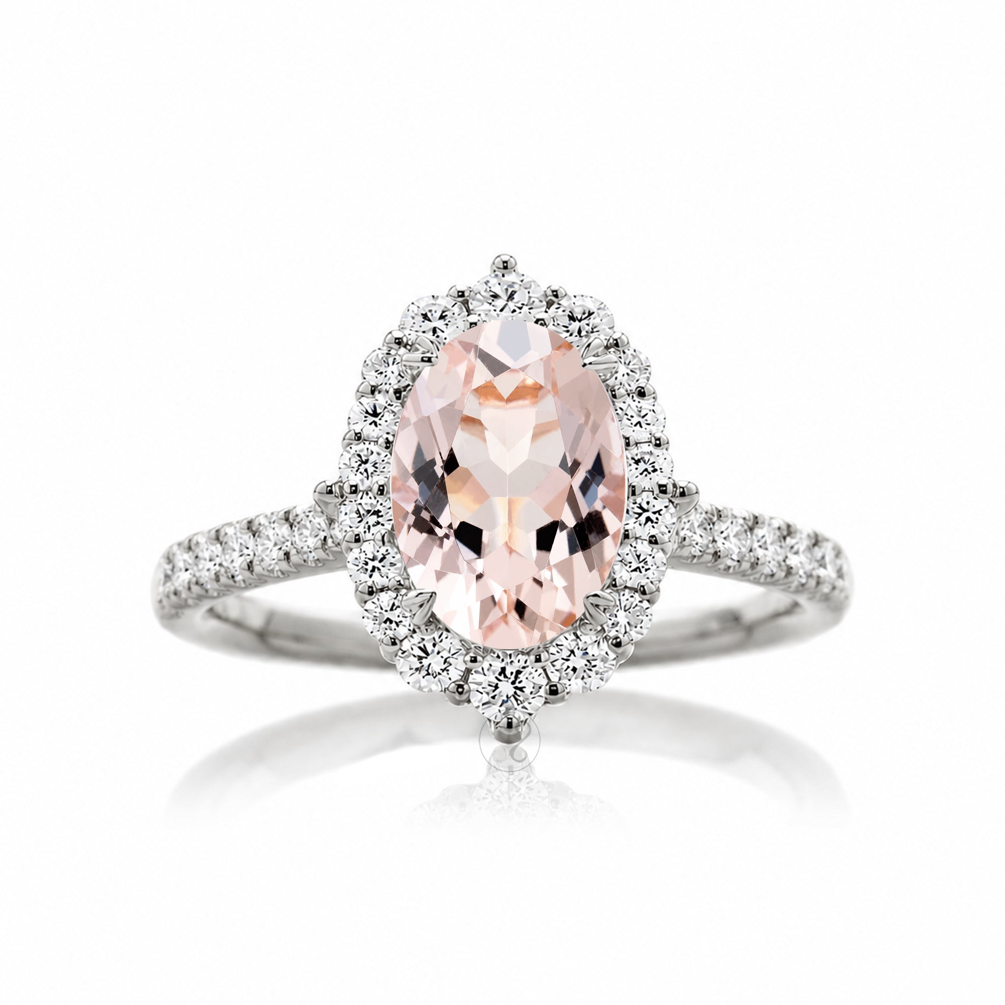 The Haley Oval Cut Aquamarine Halo Engagement Ring