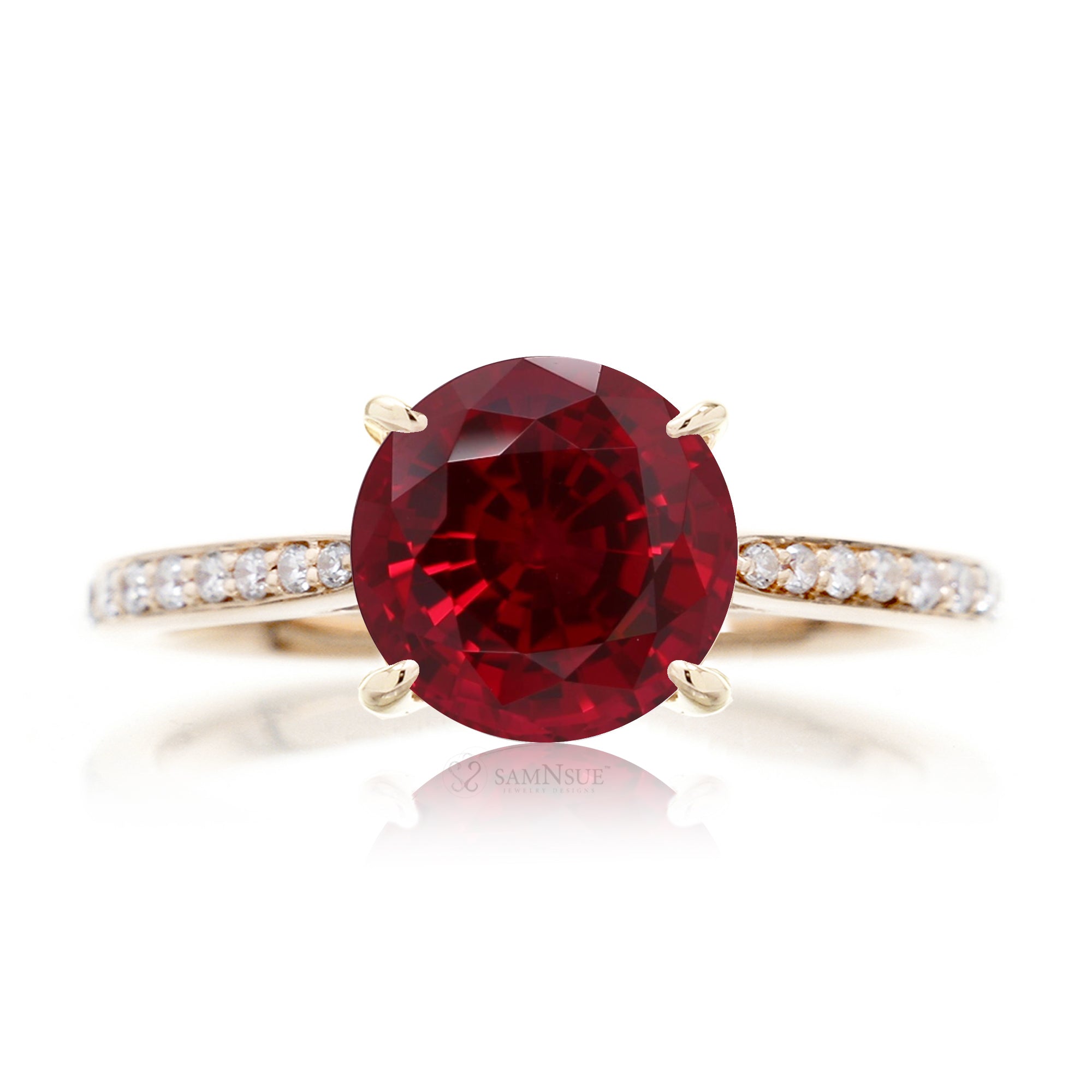 The Emily Round Ruby Ring (Lab-Grown)