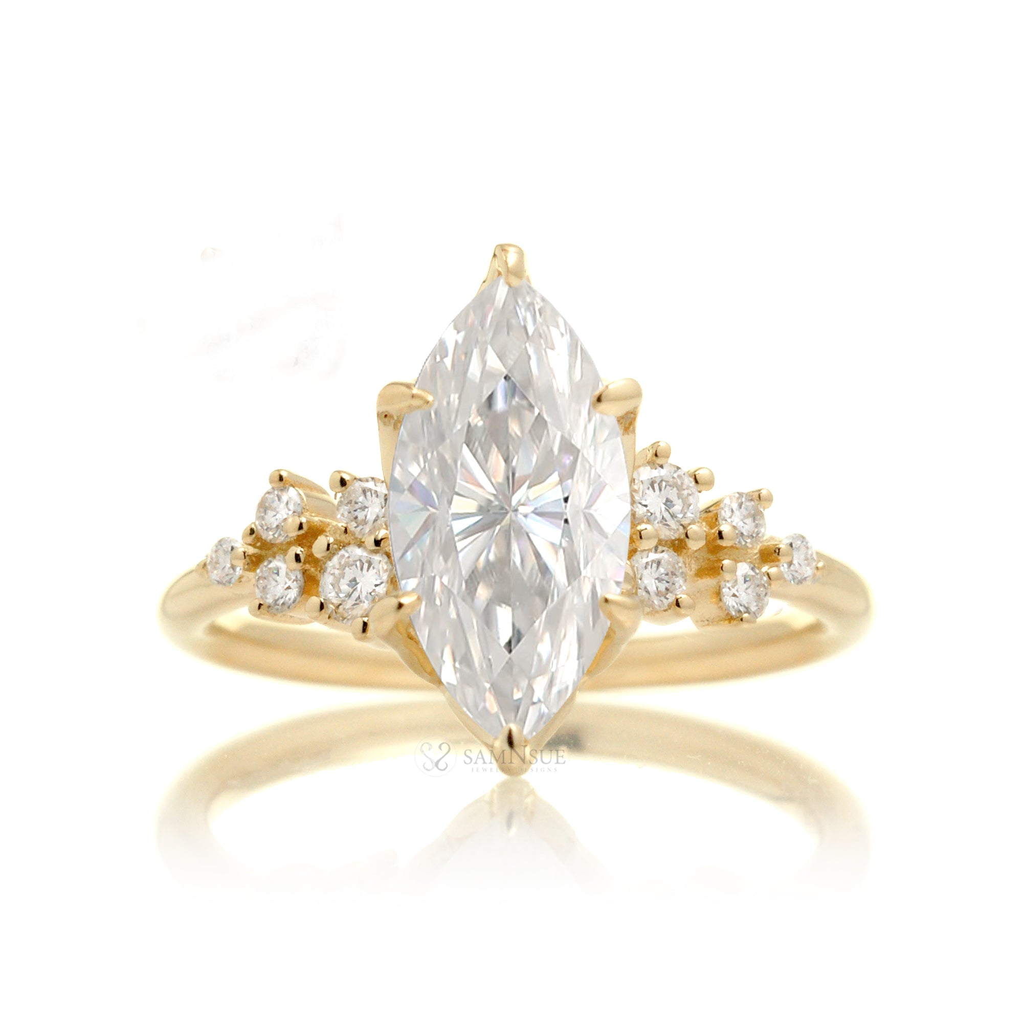 The Stella Marquise Cut Moissanite And Diamond Constellation Ring
