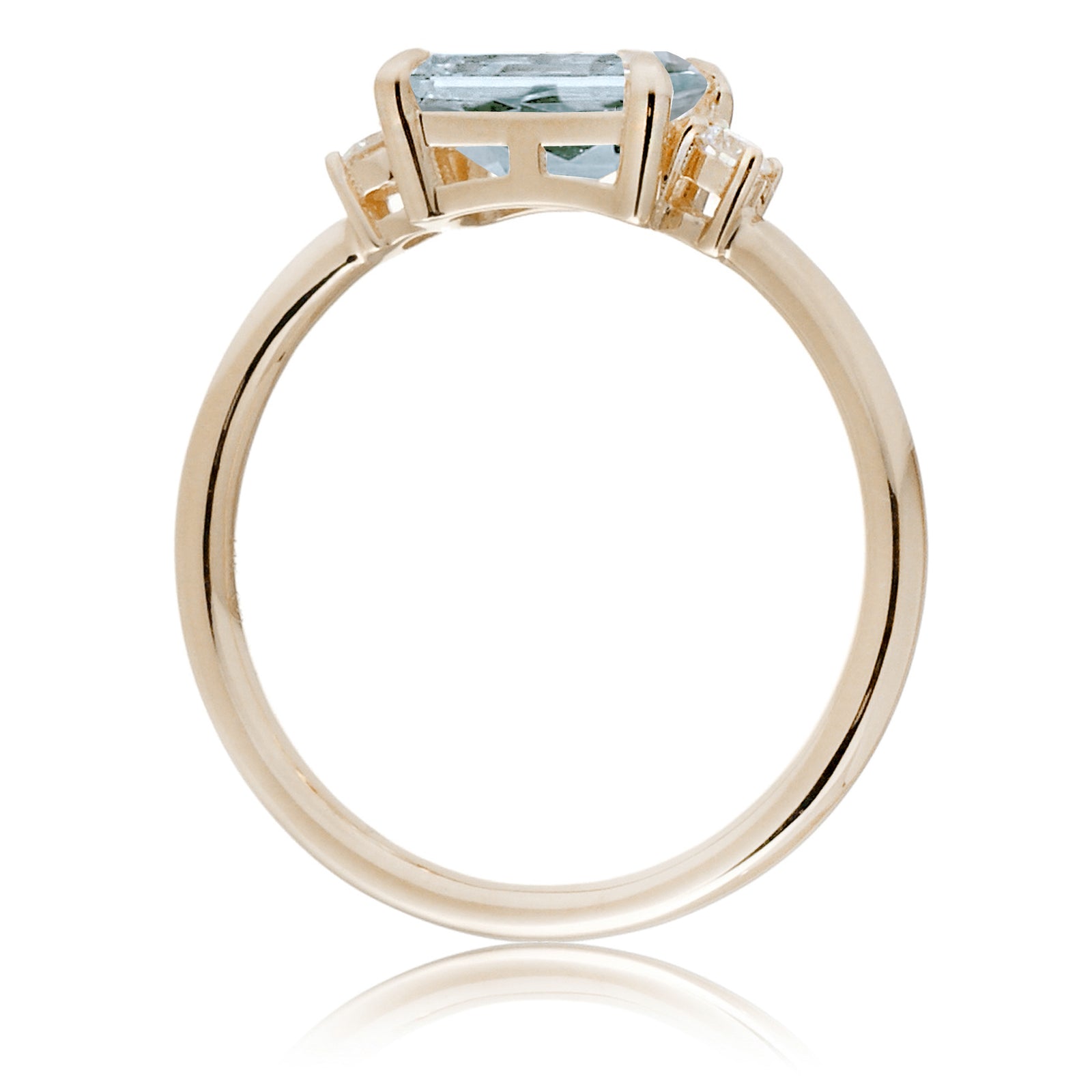 The Lena Emerald Step Cut Aquamarine Ring