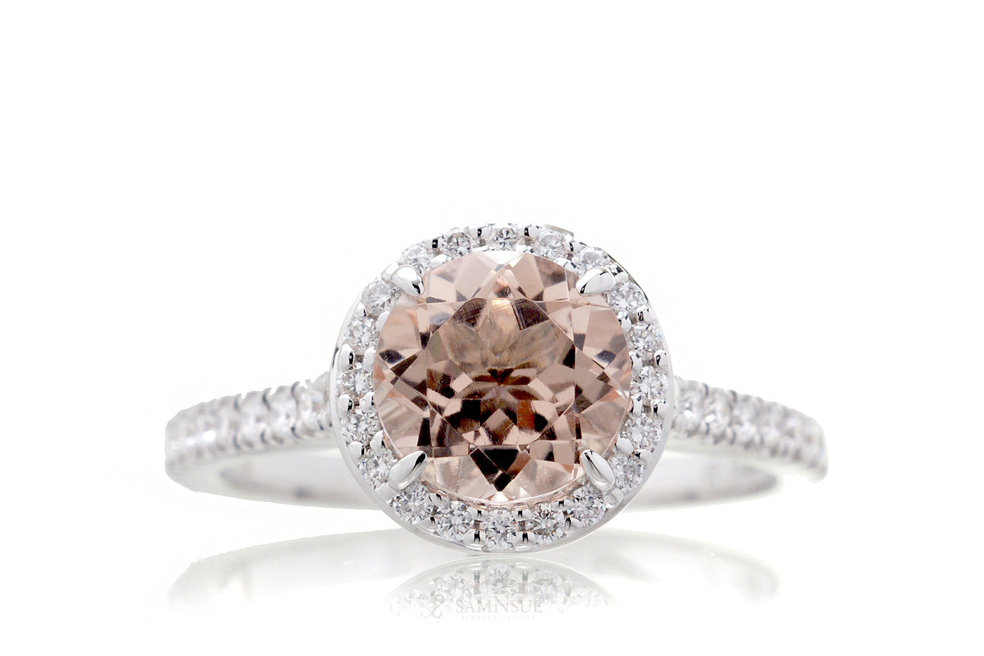 The Sunset Round Morganite Engagement Ring