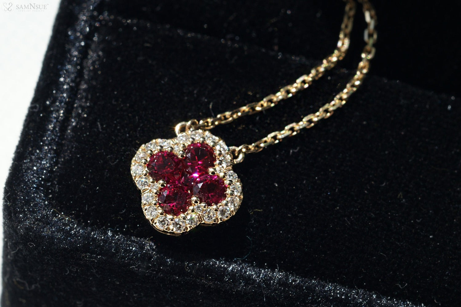 Clover Ruby Diamond Necklace