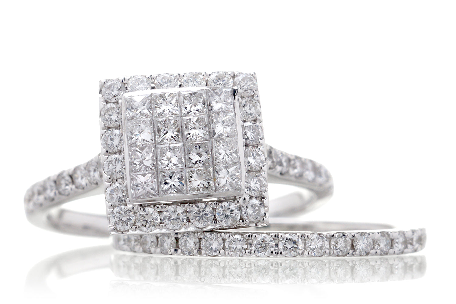 The Tess Diamond Princess Shape Ring Set