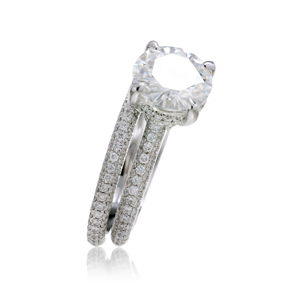 The Starlight Diamond Wedding Band Dainty Micro-Pave Dome Ring