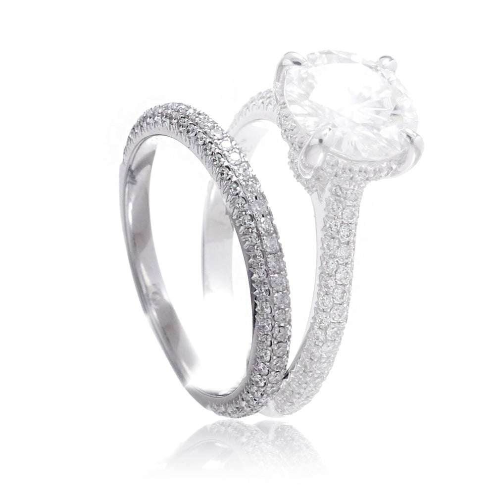 The Starlight Diamond Wedding Band Dainty Micro-Pave Dome Ring